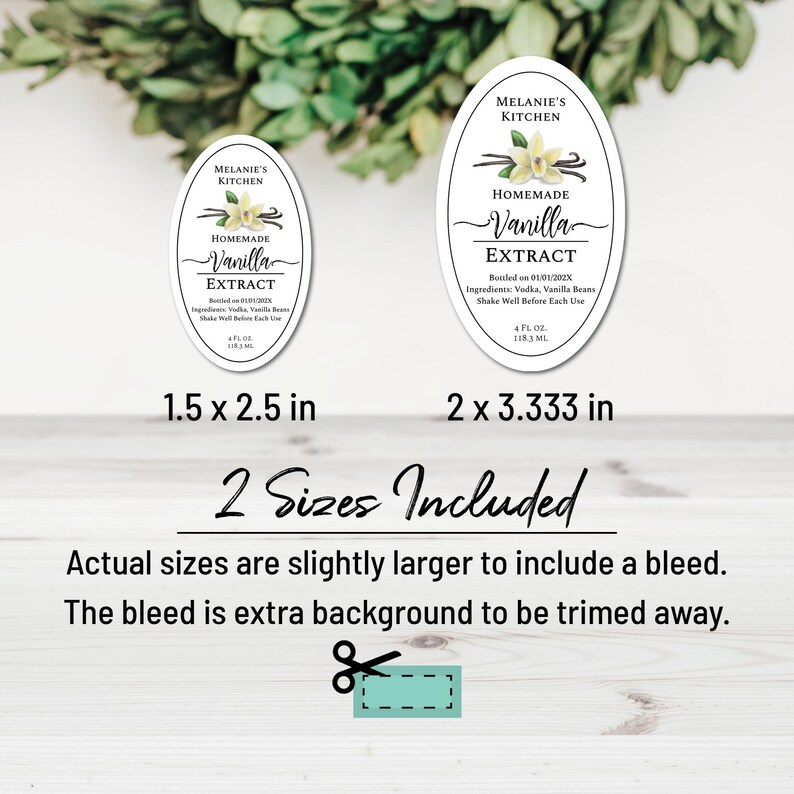 Homemade Vanilla Extract Label Template, Oval Labels for Jars, Candles ...