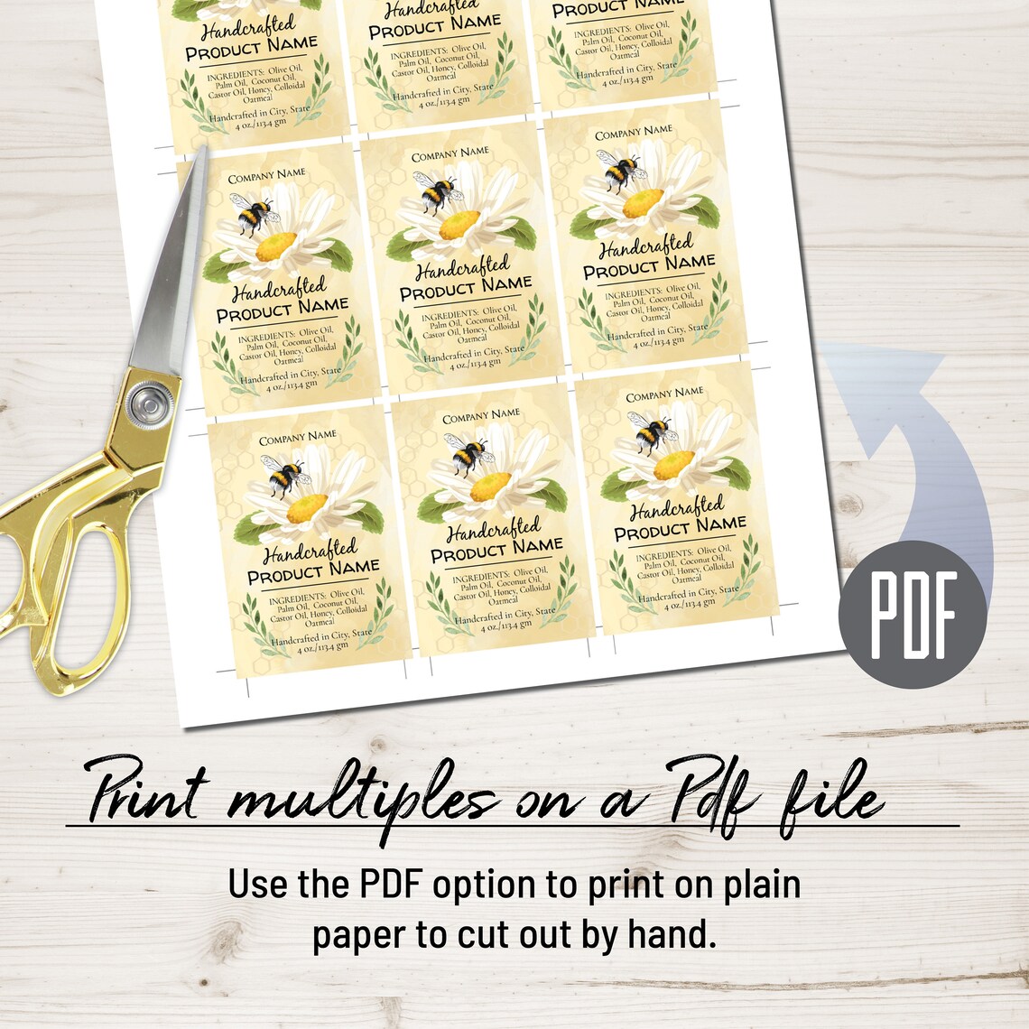 Bumblebee Product Label Template. Printable Sticker Labels for - Etsy