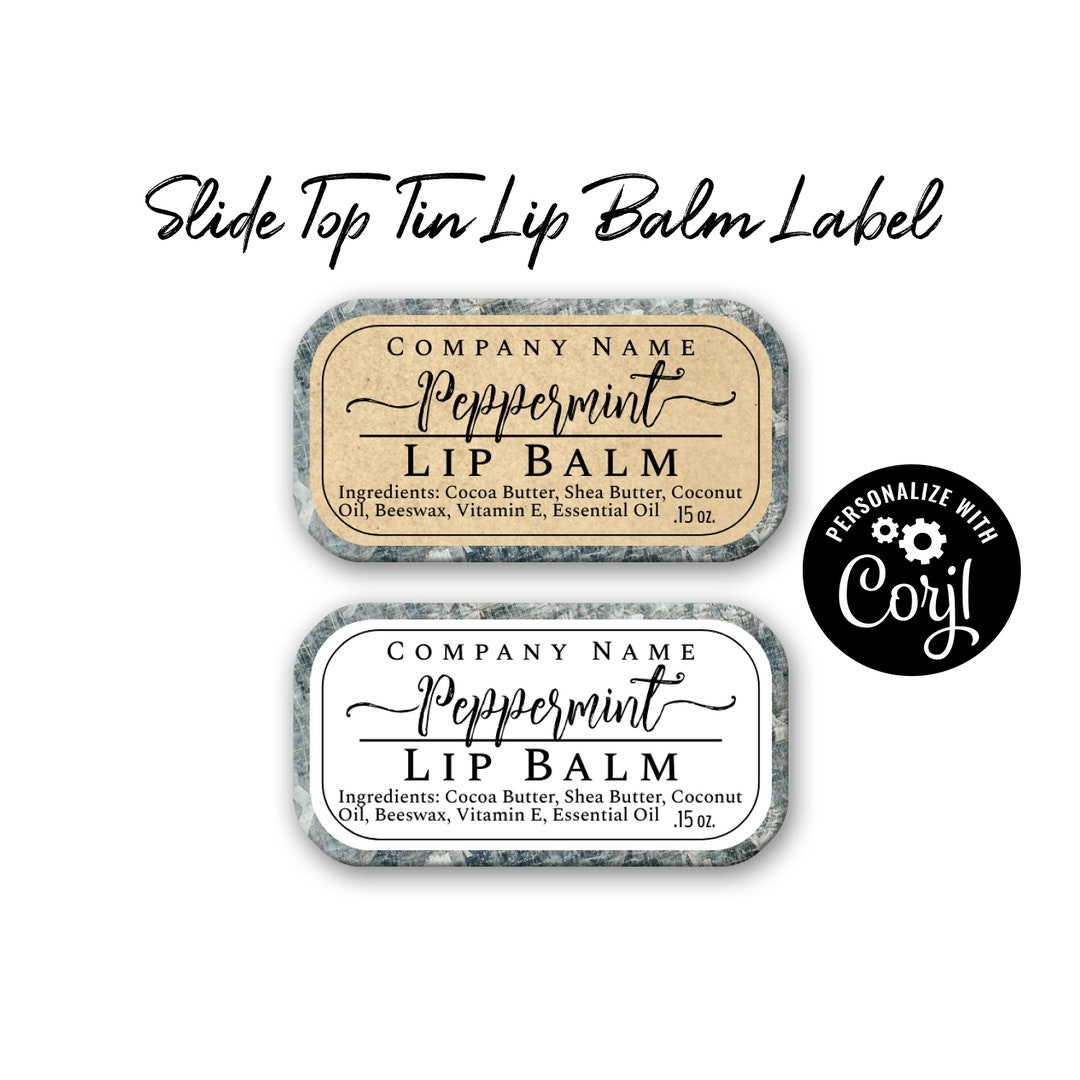 Slide Top Tin Container Lip Balm Label Sticker Template. "simply ...