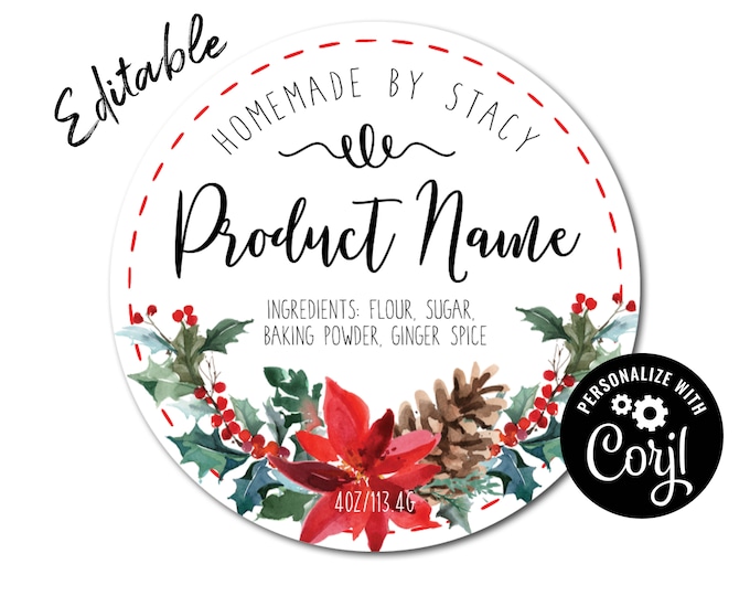 Printable Christmas Mason Jar Label Canning Jar Label Merry Christmas ...