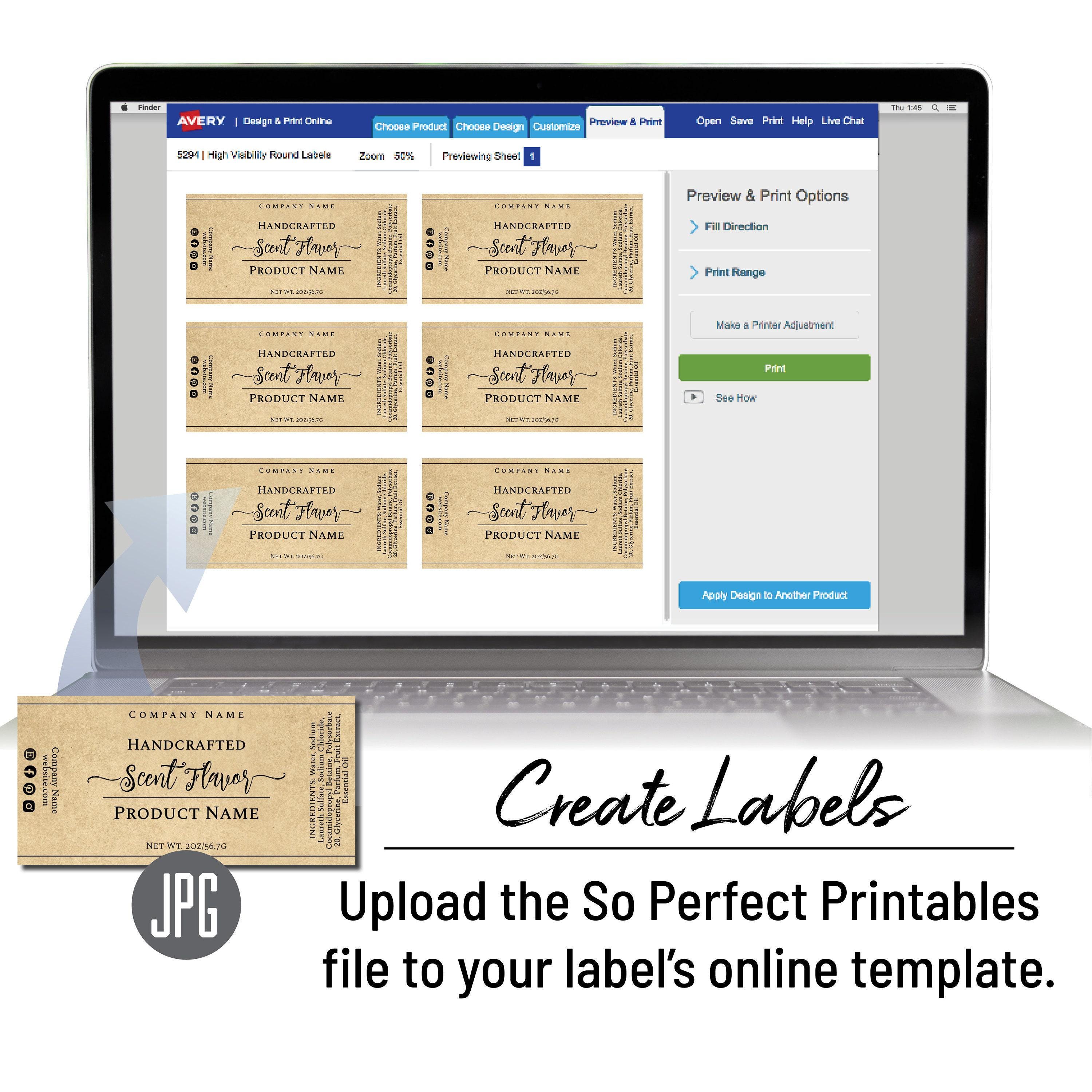 Wrap Around Label Template for Jars, 2, 4, 6, 8oz Jar Label Template ...