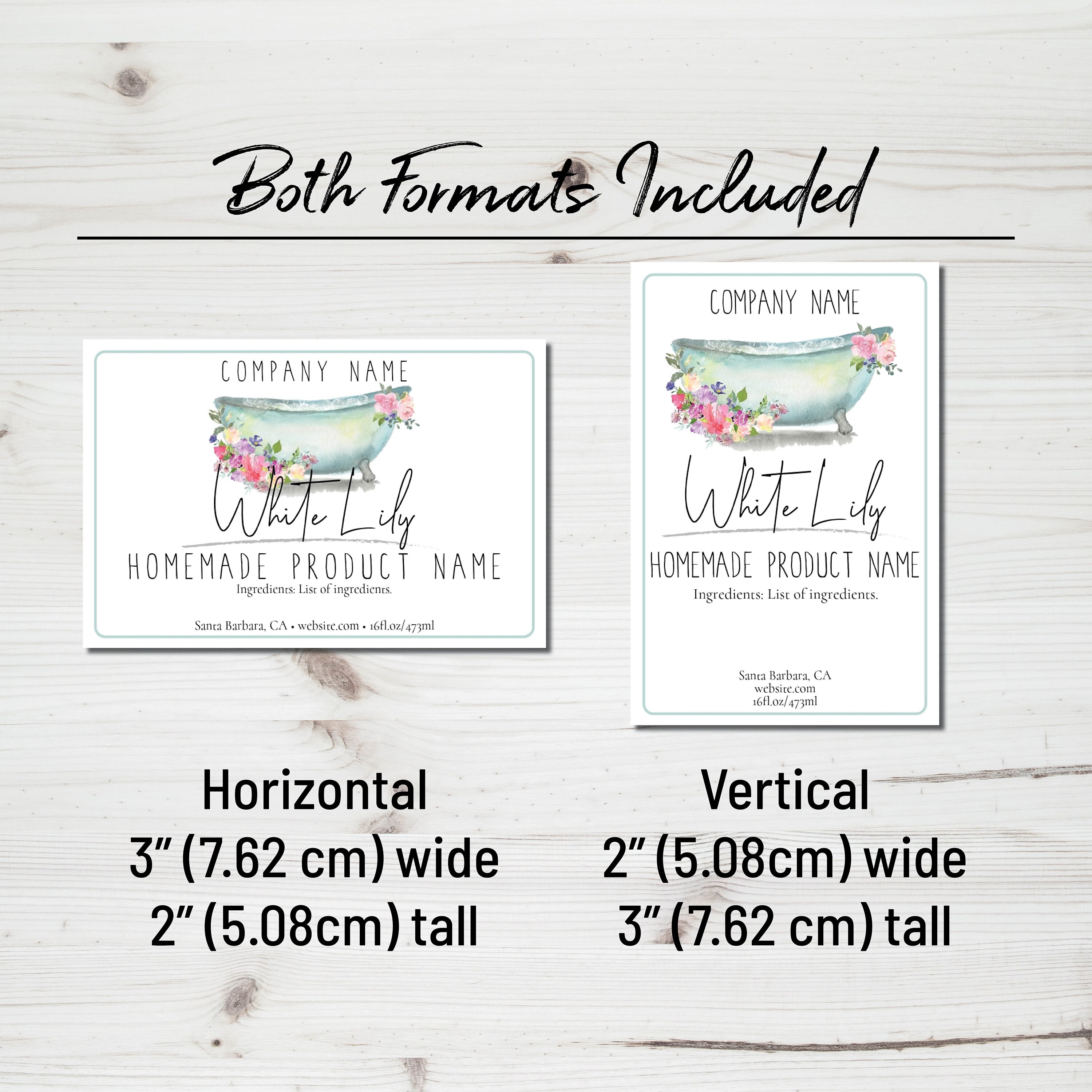 Editable Label Template Watercolor Bathtub. Customize W/ Corjl | Etsy ...