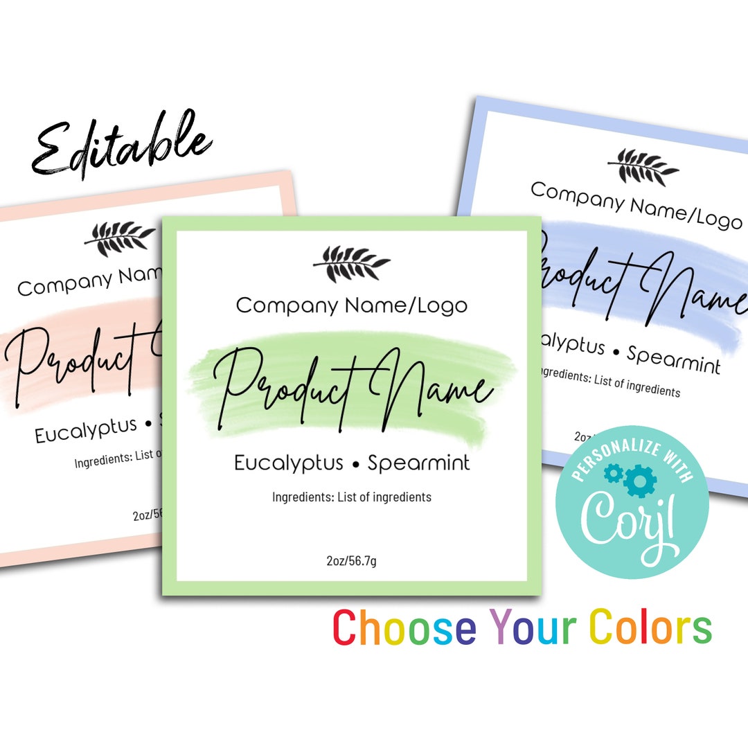 Square Product Label Template, 2"-3" Paint Swash Design. Edit Online ...