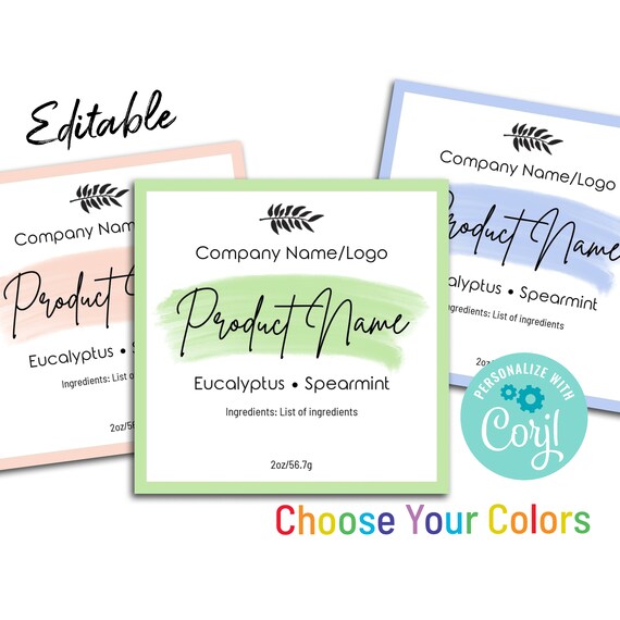 Square Product Label Template 23 Paint Swash - Etsy Canada