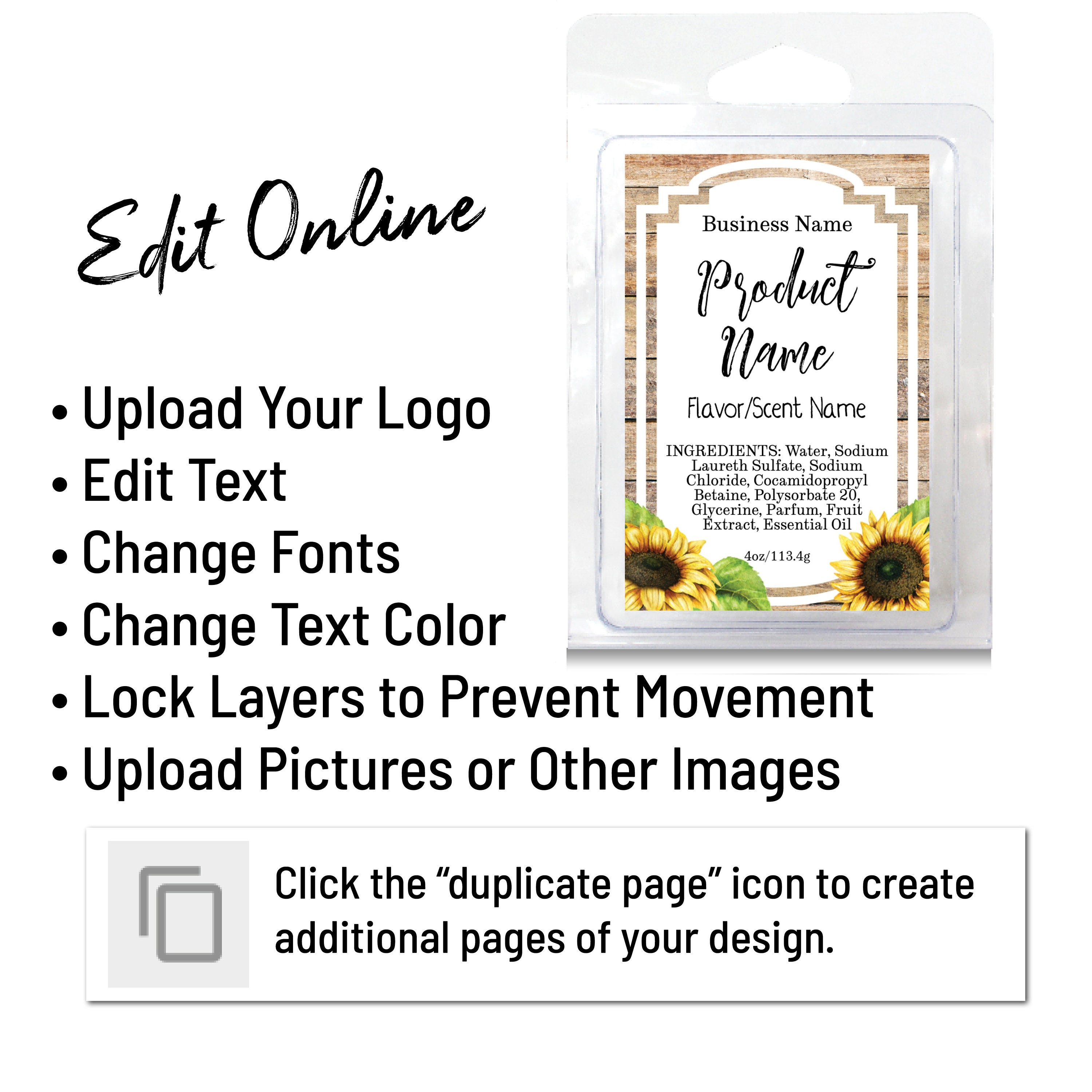 Editable Sunflower Label 2x3 Template for Stickers. Customize | Etsy