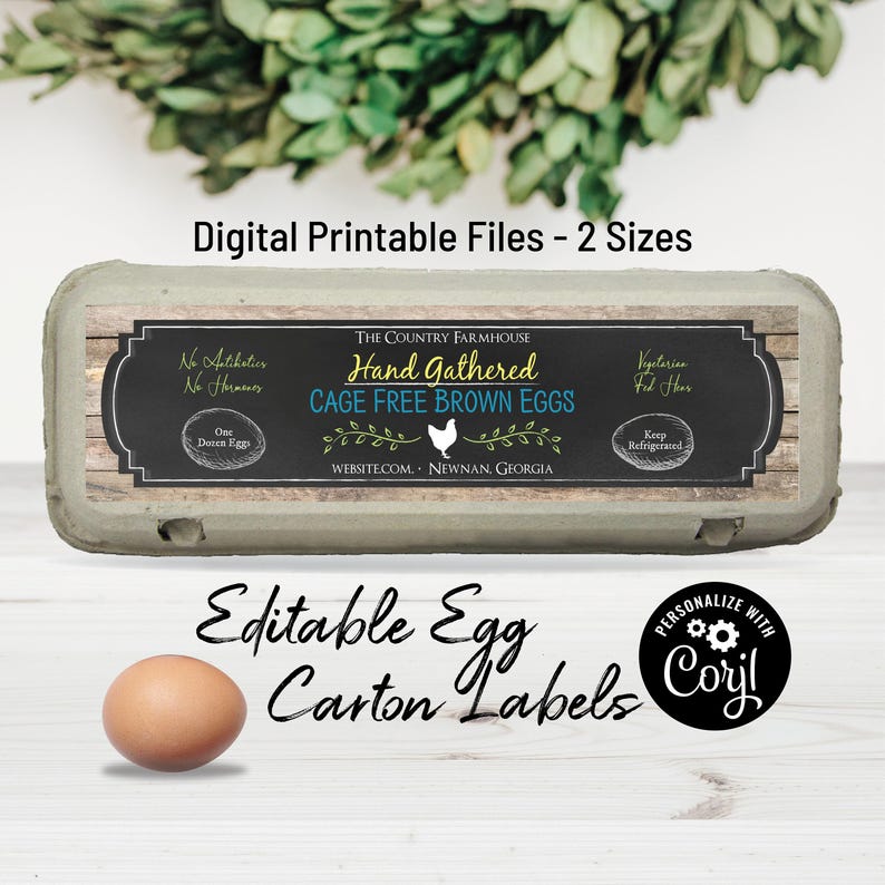 Editable Egg Carton Label. Digital Egg Carton Template. Chalkboard ...