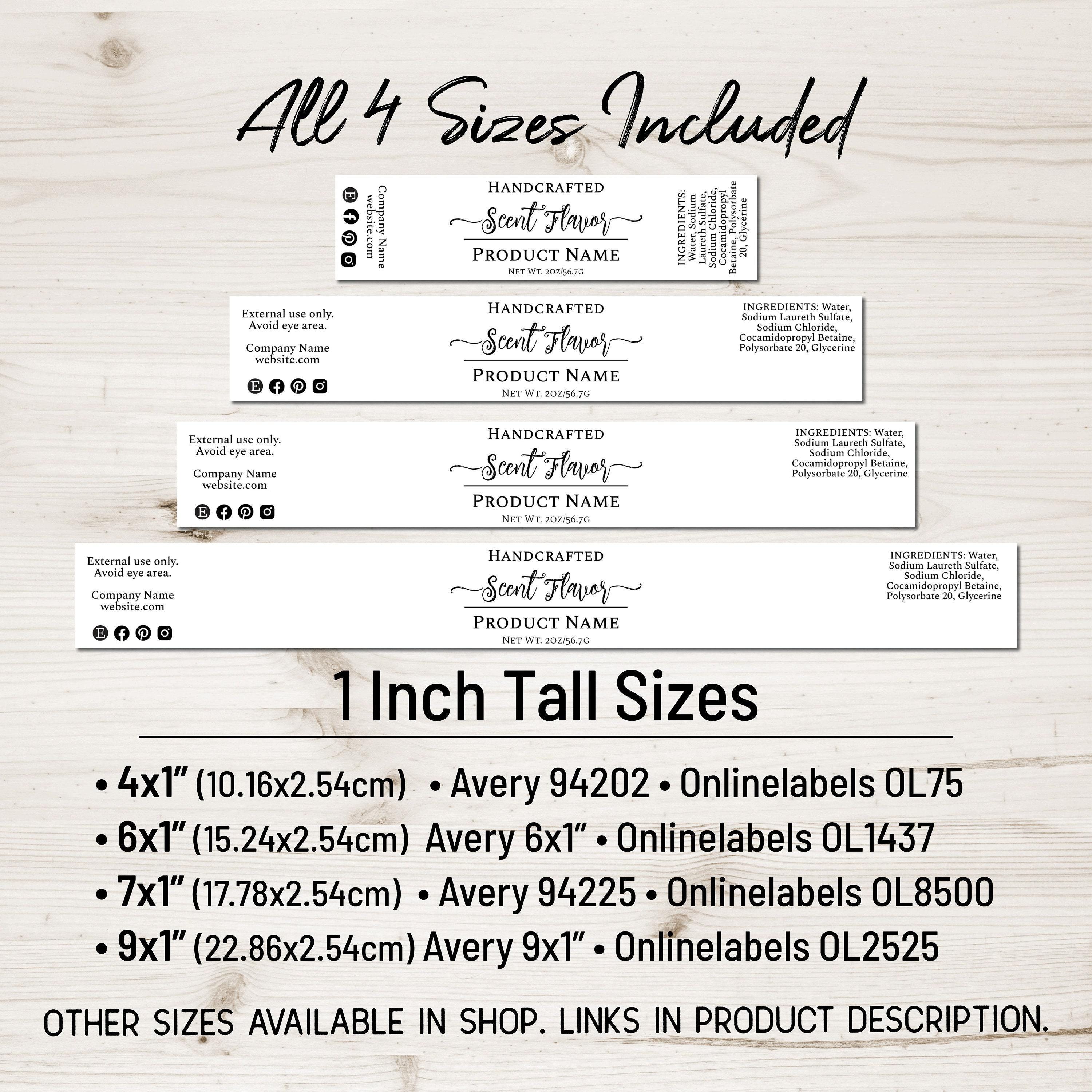 1" Wrap Around Label Template for Short, Low Profile Jars. Product ...