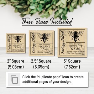 Editable Square Product Label Template- Apothecary Bee. 2-3". Labels ...