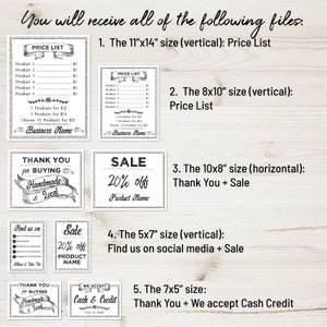 Editable Sign Bundle. Small Business Price Sign for Farmer's Market ...