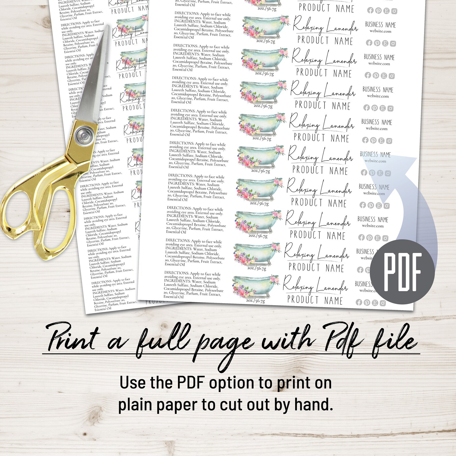 1 Wrap Around Label Template for Short Jars Low Profile - Etsy