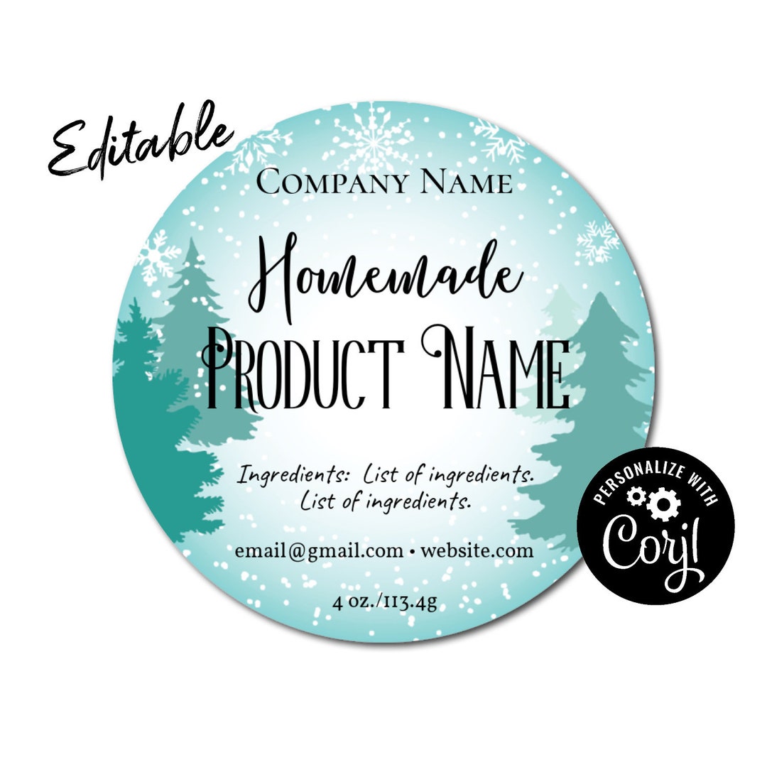 Product Label Template Alpine Mist. Winter Snow Round Custom Labels for ...