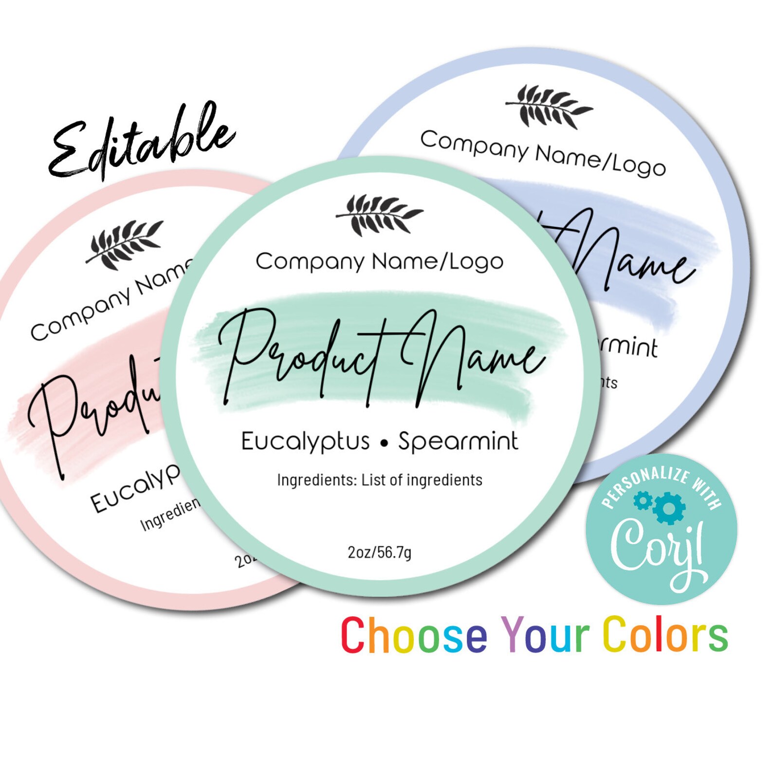 Round Product Label Paint Swash. Custom Packaging Design for - Etsy