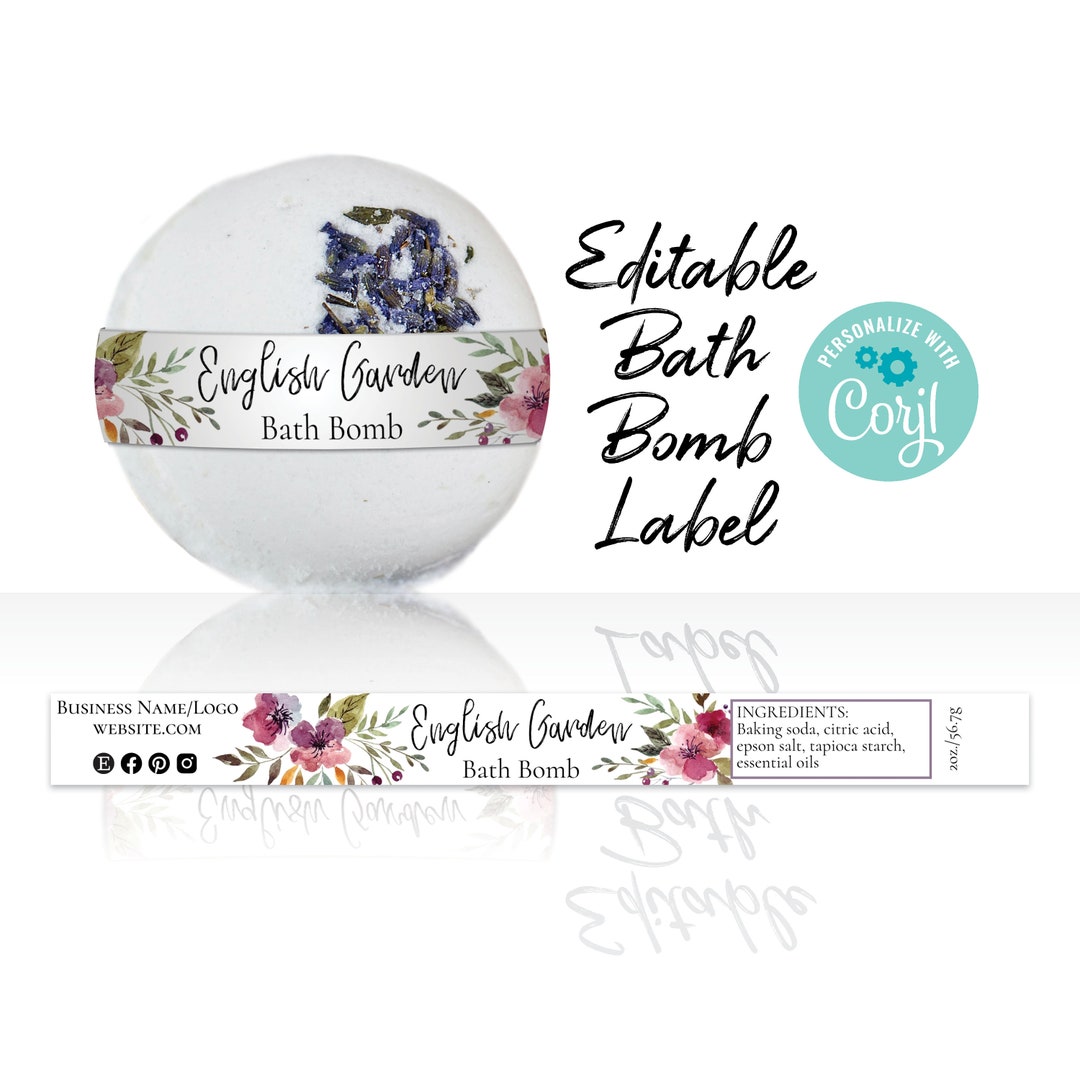 Editable Bath Bomb Label Template, Floral Watercolor. Printable Bath ...