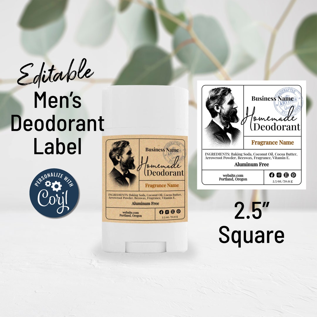 Men's Deodorant Label Template Lotion Bar Tube Editable - Etsy