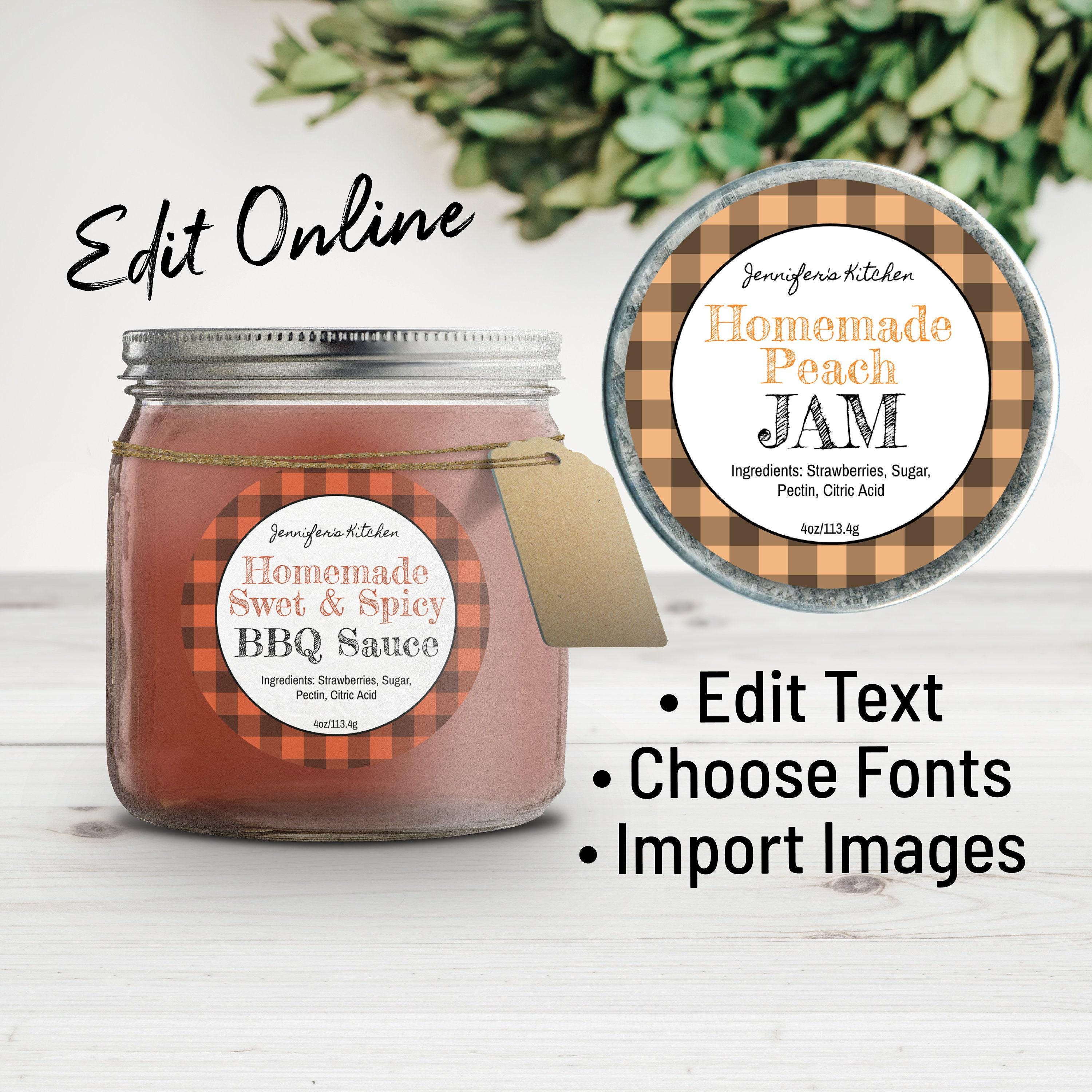 Jam Label Printable for Mason Jars, Homemade BBQ, Jam, Jelly, Canning ...