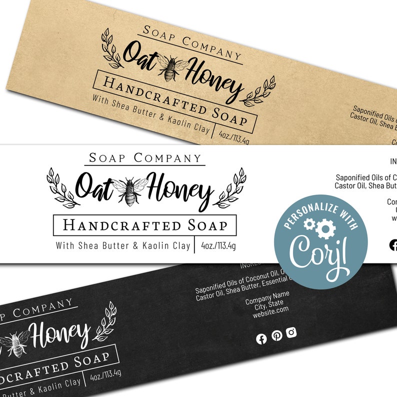 Soap Label Template Clean & Simple Honey Bee Design. Soap - Etsy