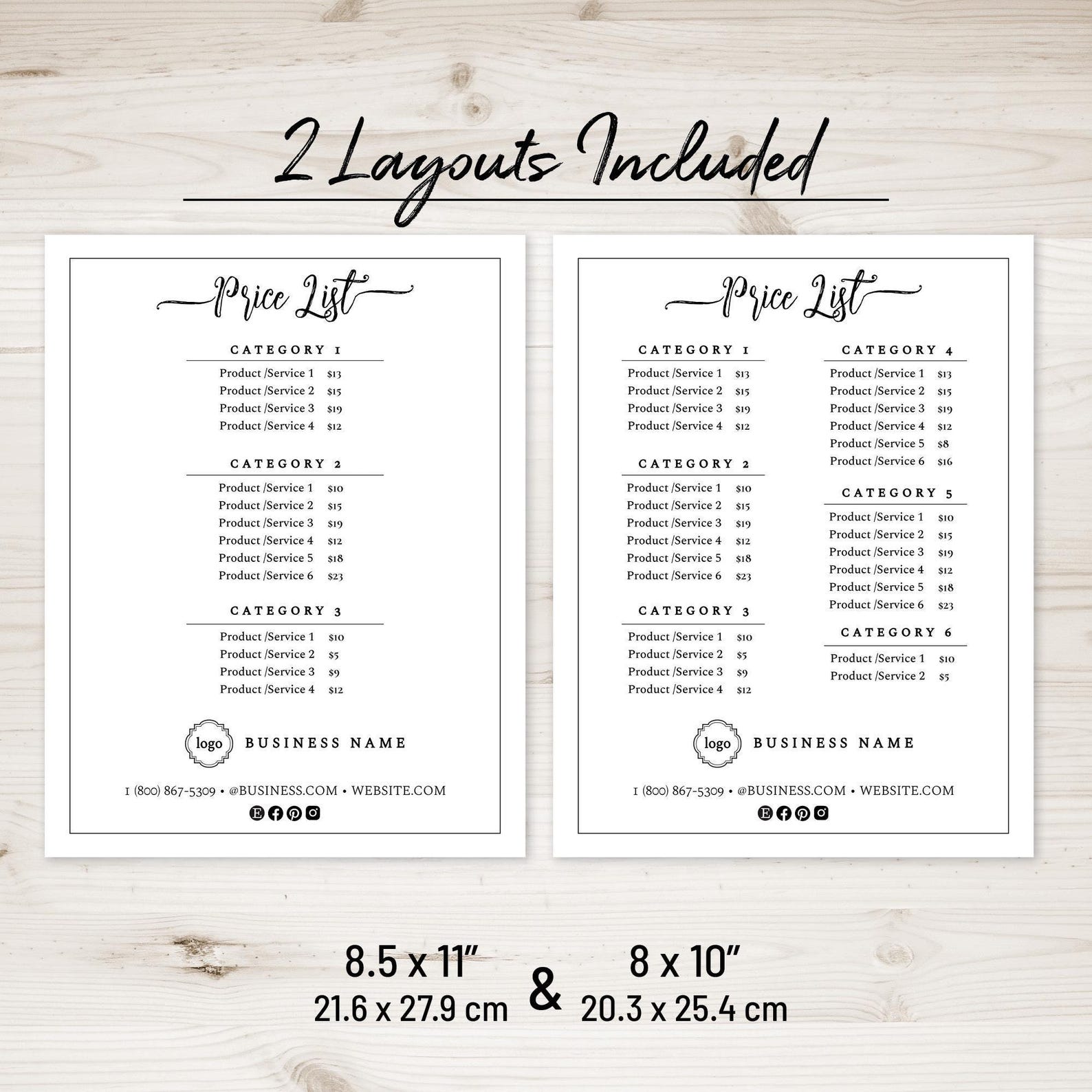 Price List Template + Point of Sale Signs, Small Business Editable ...