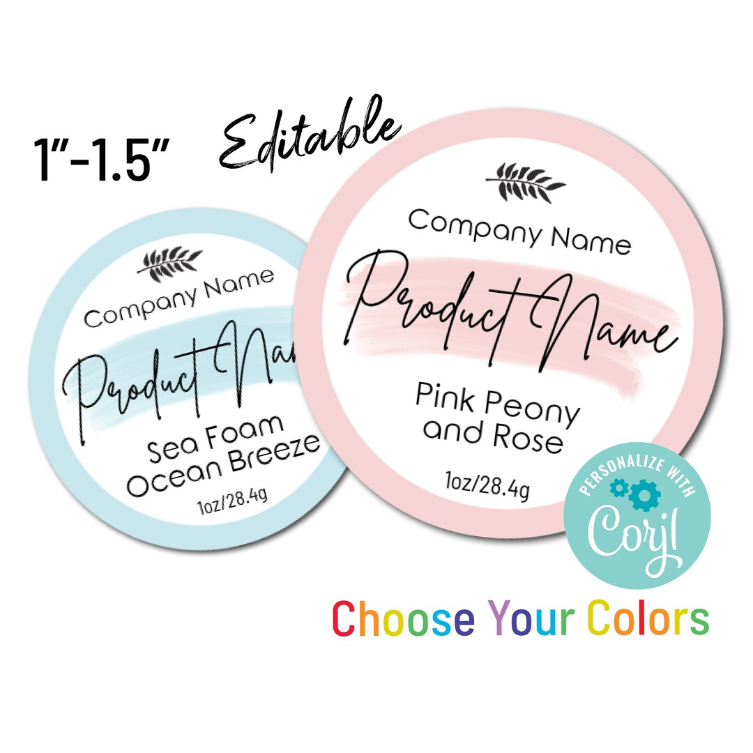 Mini 1"-1.5" Paint Swash Product Label Template. Choose Your Colors ...