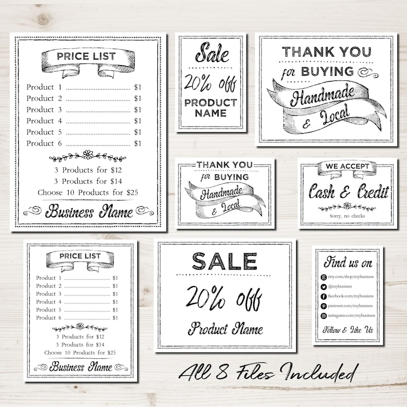Editable Sign Bundle. Small Business Price Sign for Farmer's Market ...