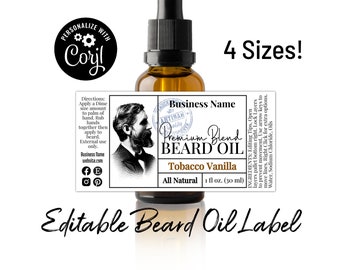 Beard Oil Label for 2 or 4oz Dropper Bottle, Custom Label, Man Label ...