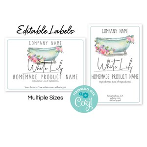 Editable Label Template Watercolor Bathtub. Customize W/ Corjl Online ...