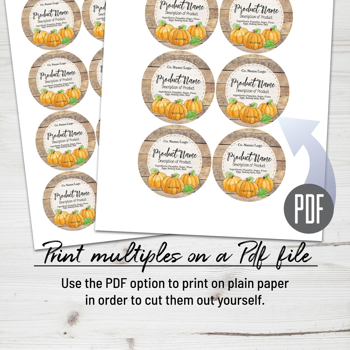 Fall Pumpkin on Wood Editable Label. Round Sticker Template. Edit ...