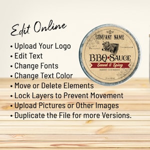 BBQ Sauce Label Template. Round Cattle Sticker Labels for Jars, Bottles ...