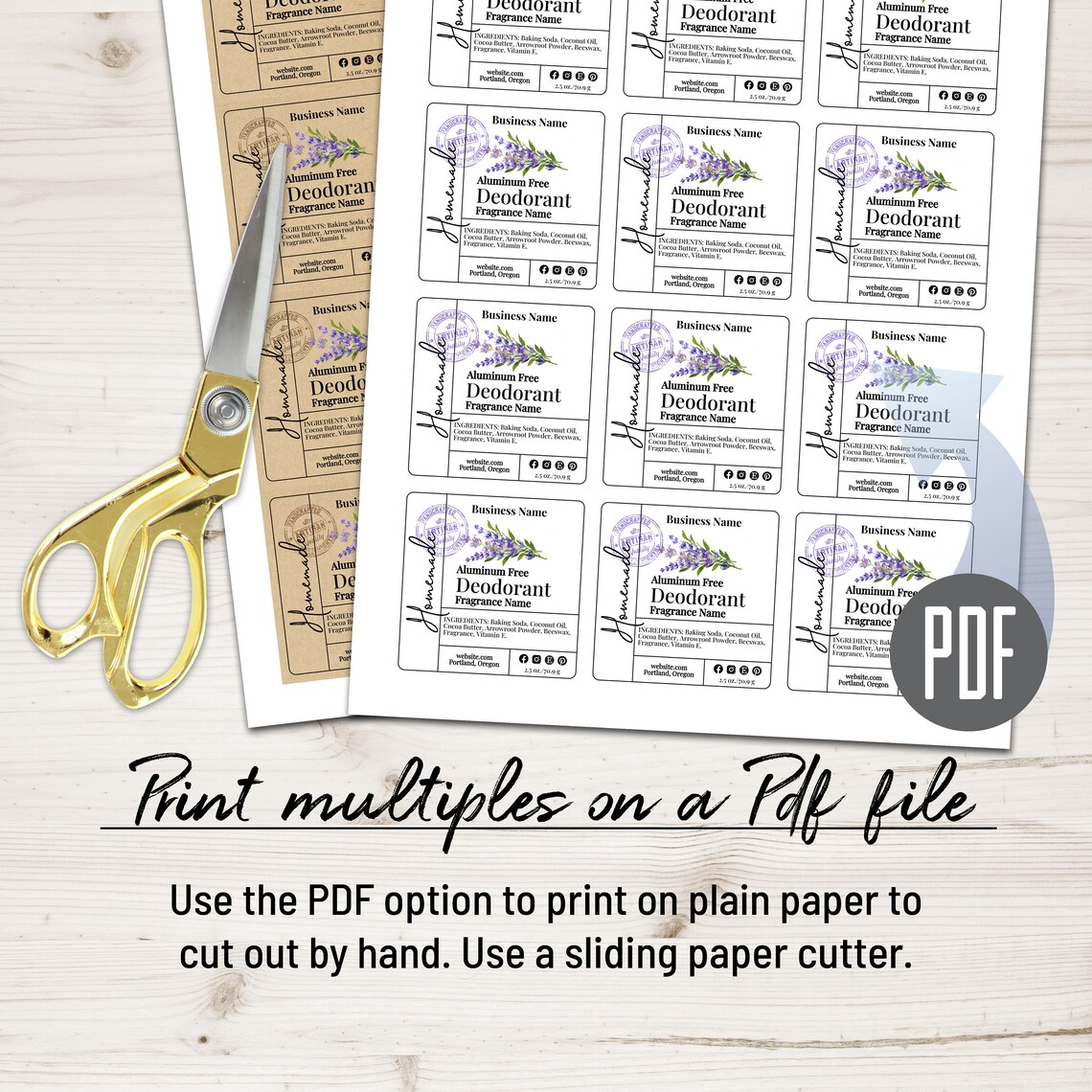 Deodorant Label Template Lotion Bar Tube Square 2.5 - Etsy