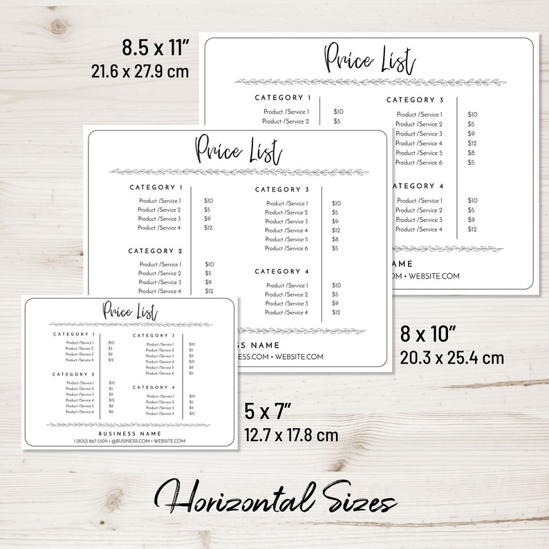 Editable Business Price List. Printable Store Price Sign for - Etsy