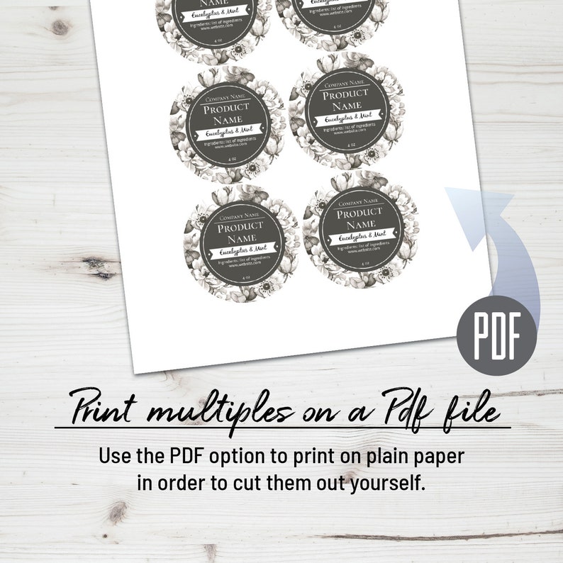 Round Product Label Etched Flowers. Edit Product Label - Etsy