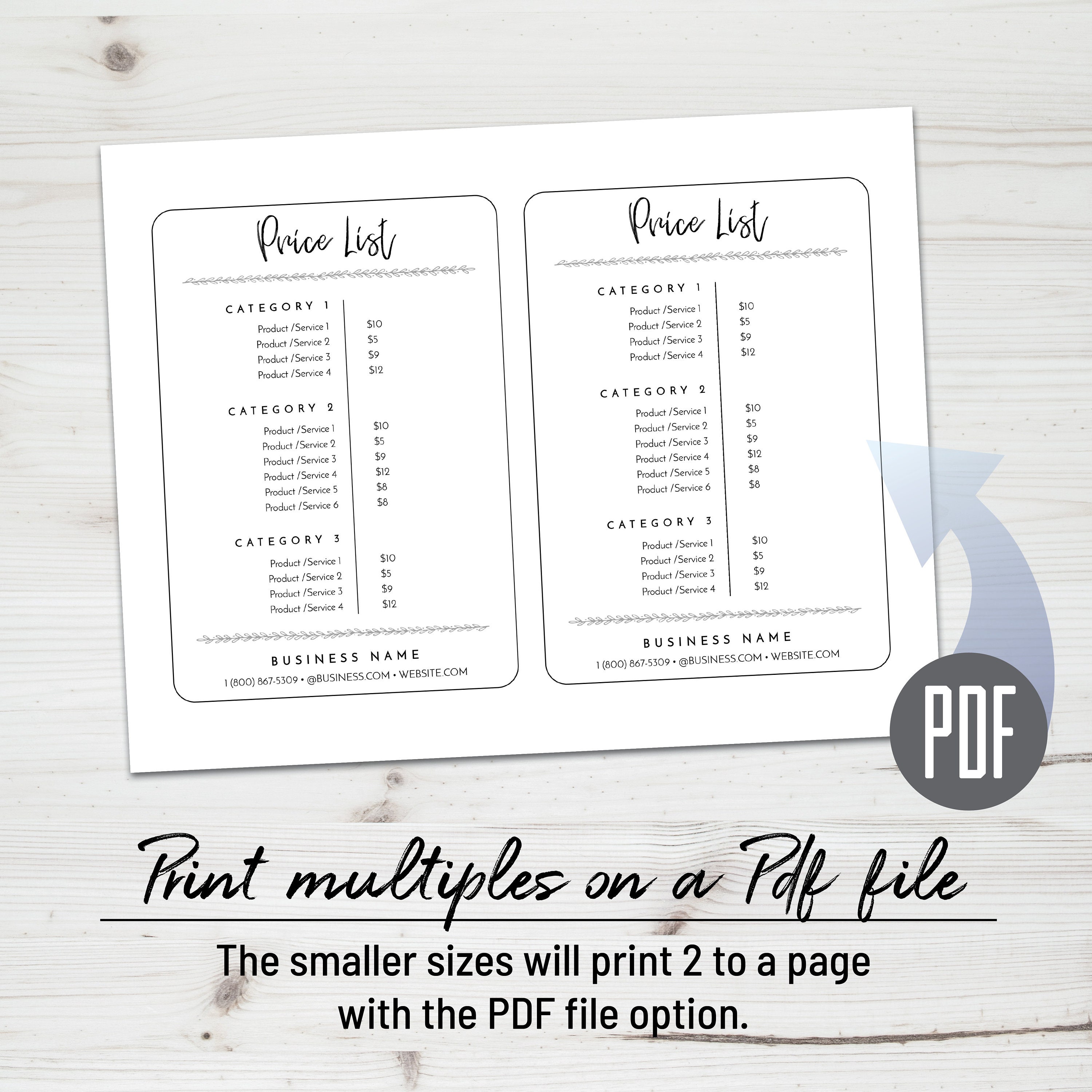 Editable Business Price List. Printable Store Price Sign for - Etsy