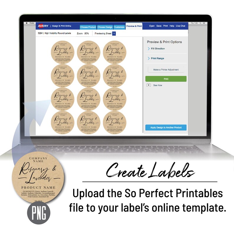 Editable Circle Label Template, Custom Digital Product Sticker Template ...