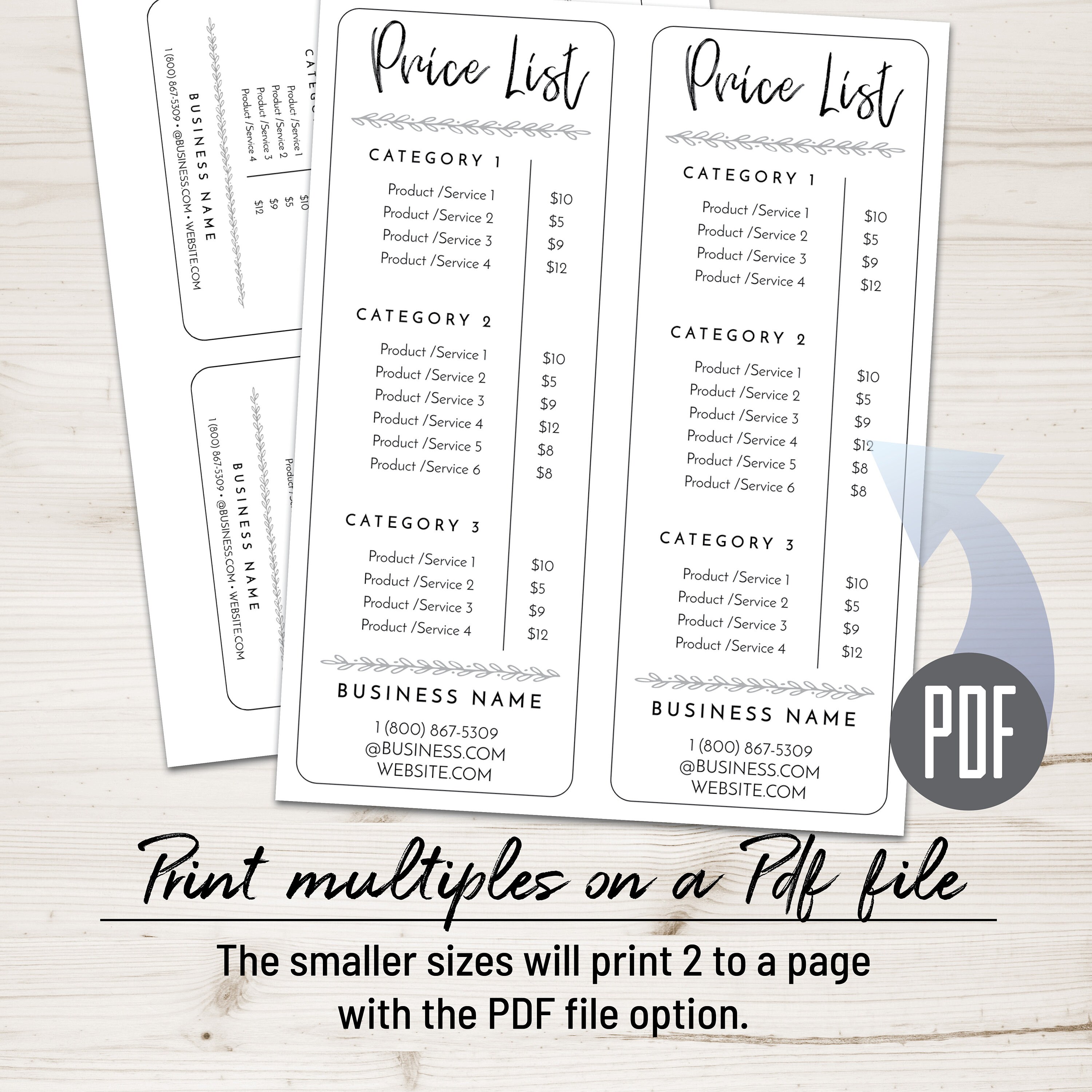 Editable Business Price List. Printable Store Price Sign for - Etsy