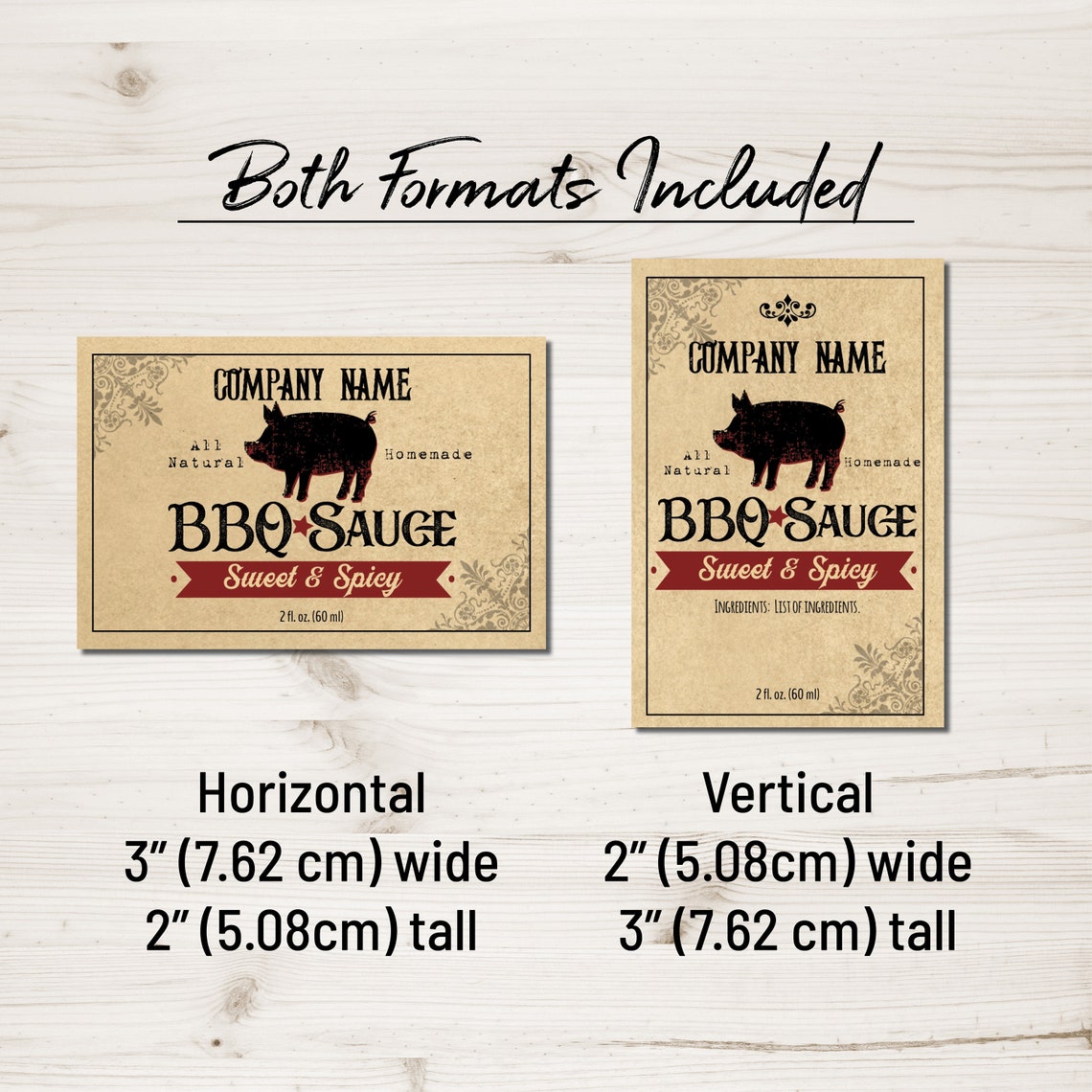 BBQ Sauce Label With Pig. Label Template. 2x3 Sticker | Etsy