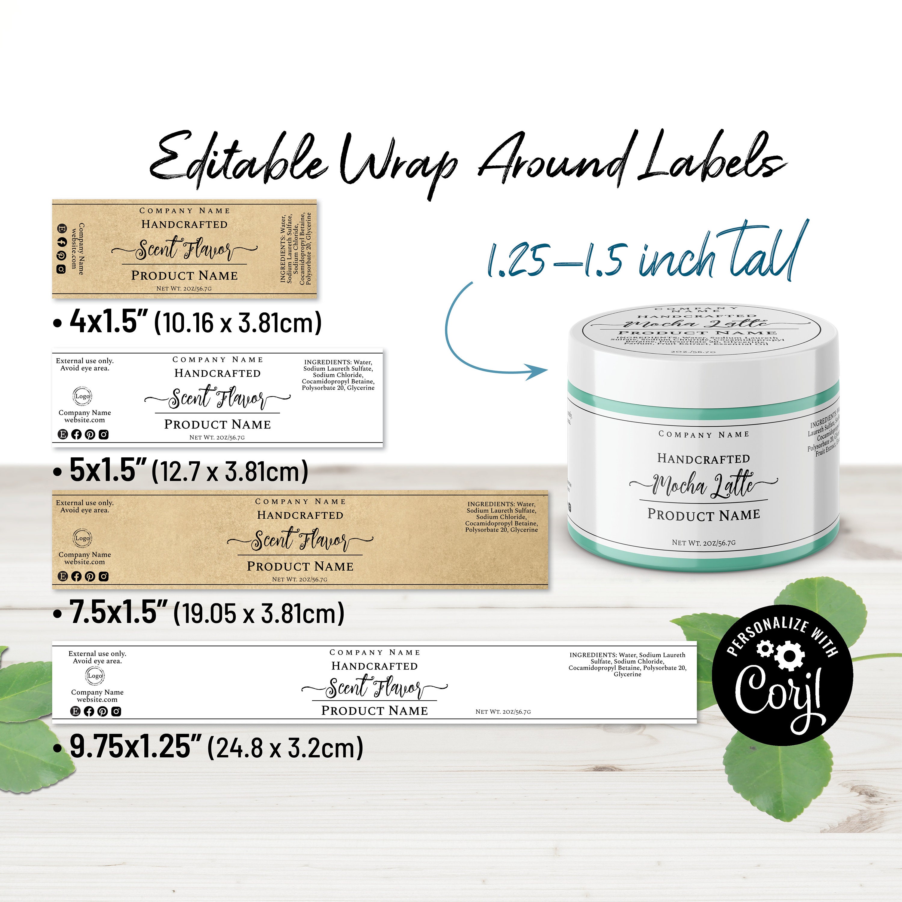 Wrap Around Label Template for Jars 2 4 6 8oz Jar Label - Etsy