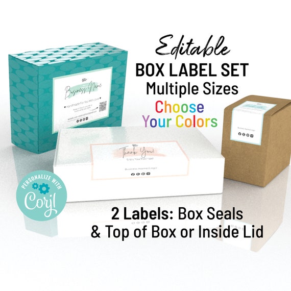Editable Box Seal Sticker Label Template Set. Custom Labels | Etsy