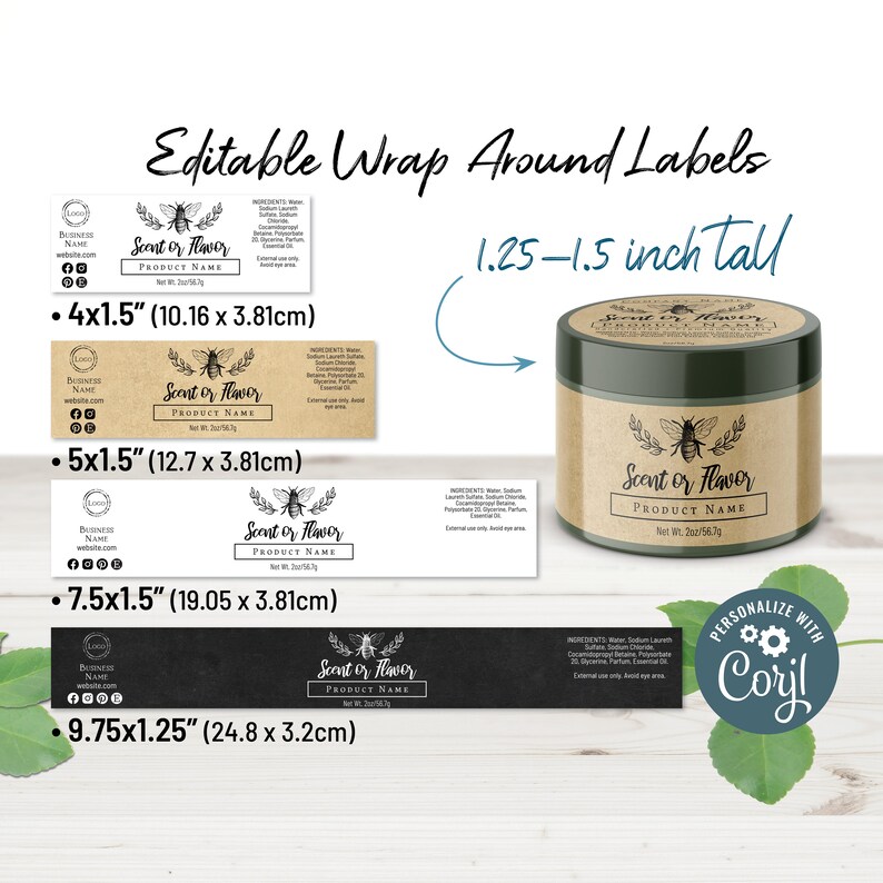 Wrap Around Label Template for Jars 2 4 6 8oz Jar Label - Etsy