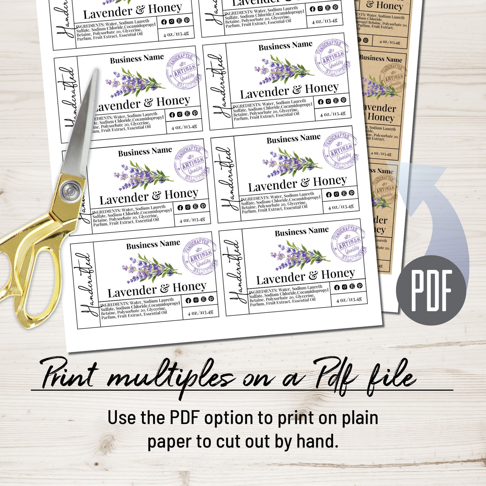 Product Labels Garden Stamp Template Labels for Jars, Liquid Hand Soap ...