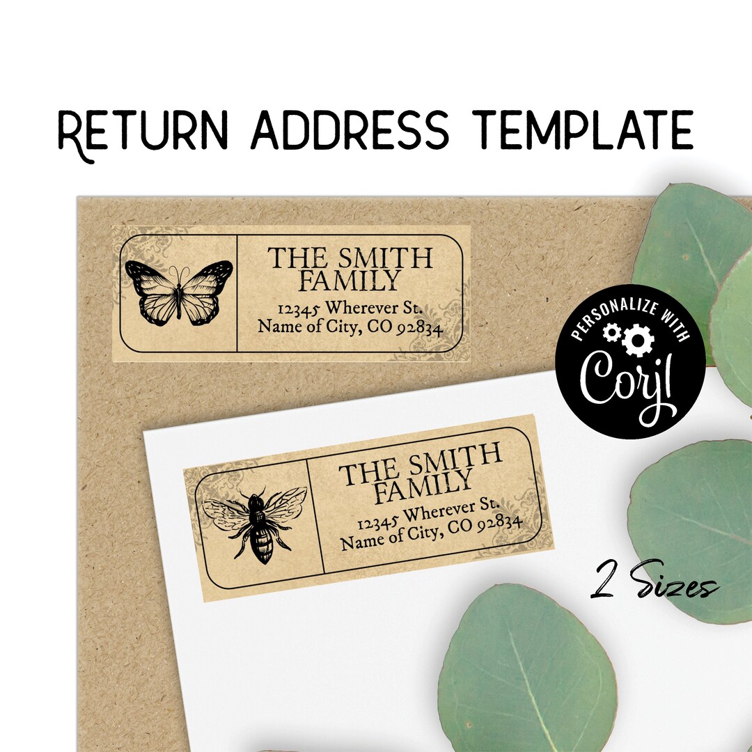 Return Address Label Template, Custom Personalized Printable Address ...