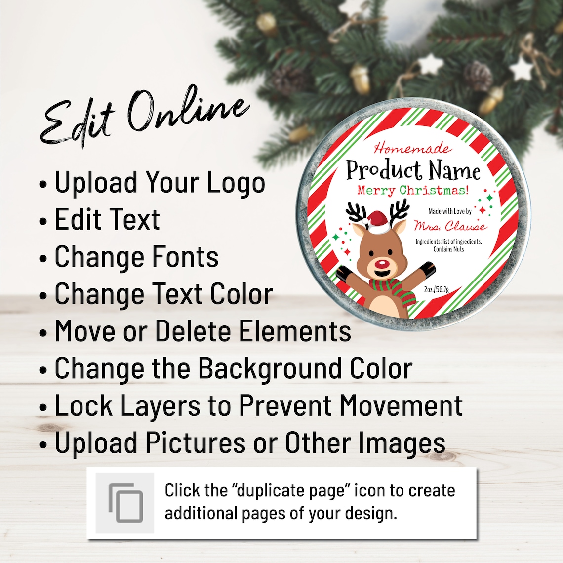 Christmas Cookie Label Template Custom Product Packaging - Etsy