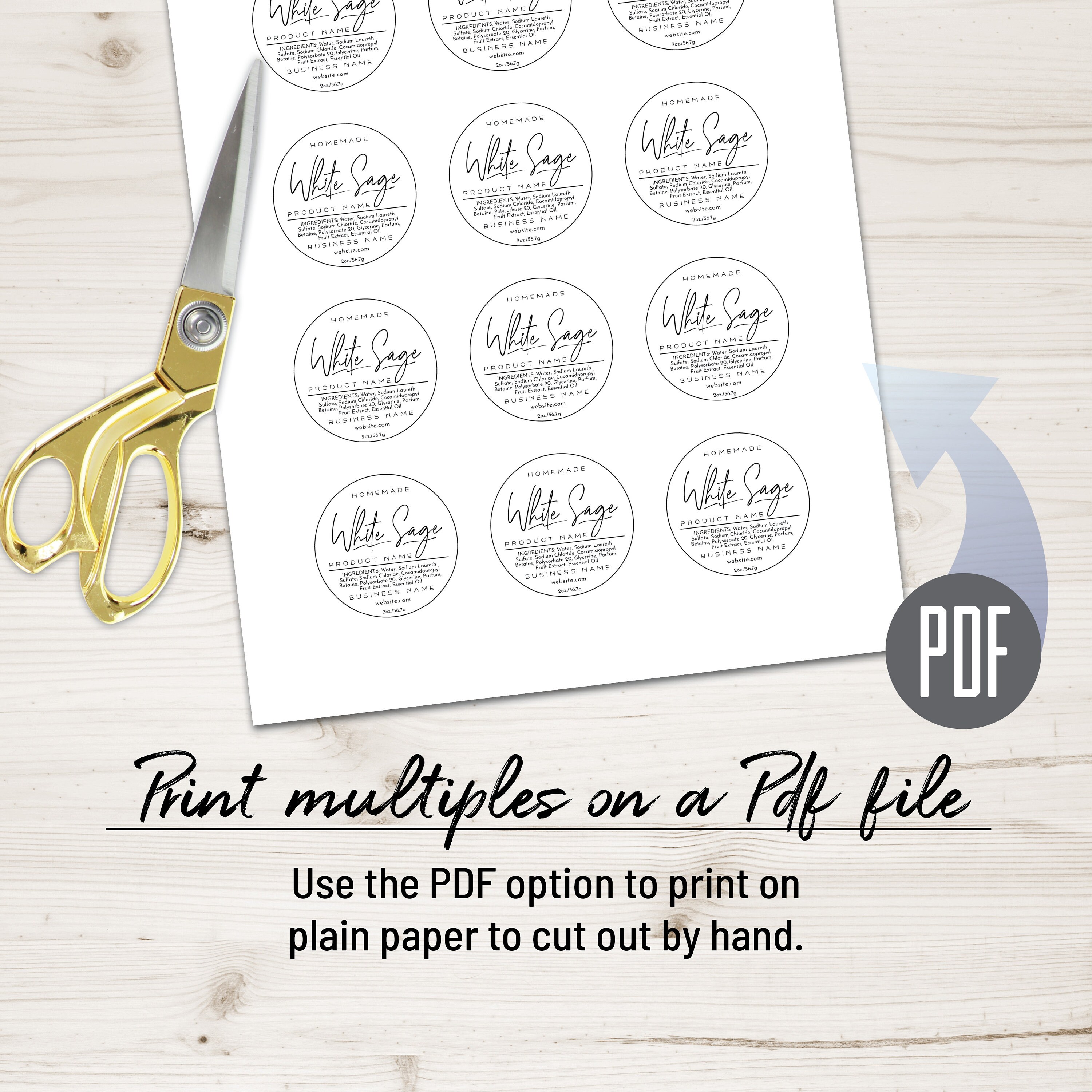 Editable Circle Label Template Custom Digital Product Sticker | Etsy