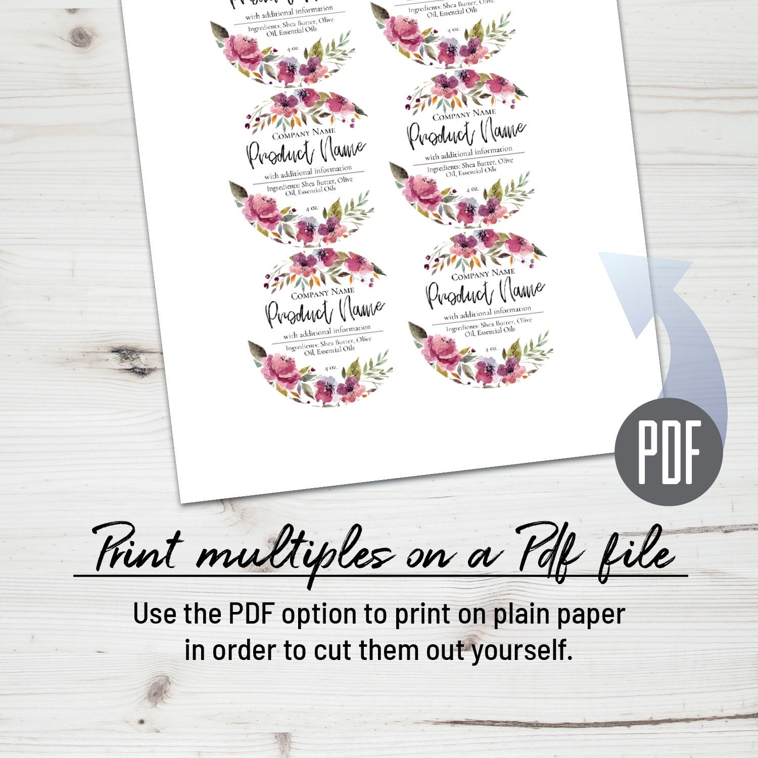 Floral Watercolor Round Label. Edit Customizable Packaging | Etsy