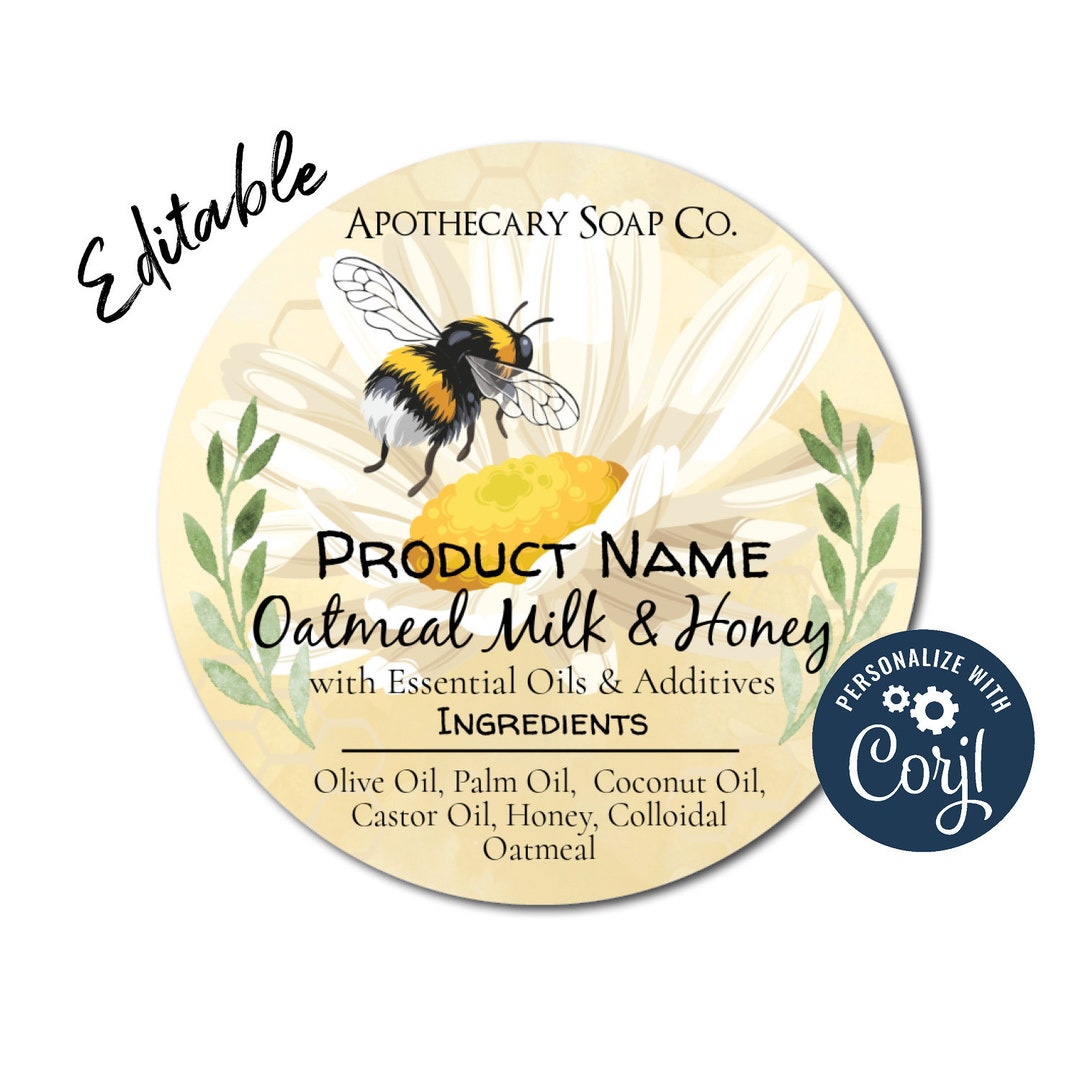 Bumblebee Round Label. Product Label Sticker Template. Custom Packaging ...