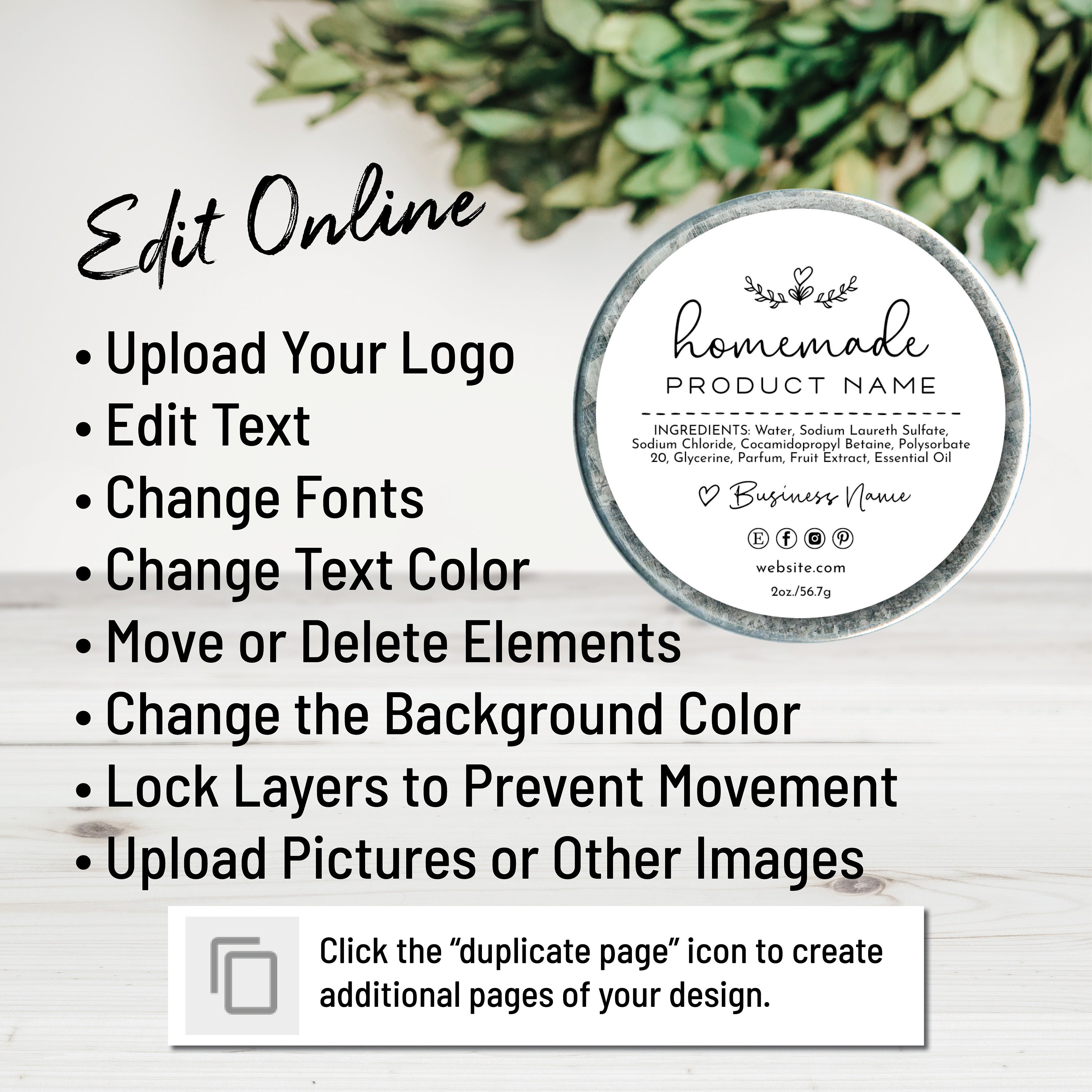 Product Label Template Custom Product Packaging Sticker. - Etsy