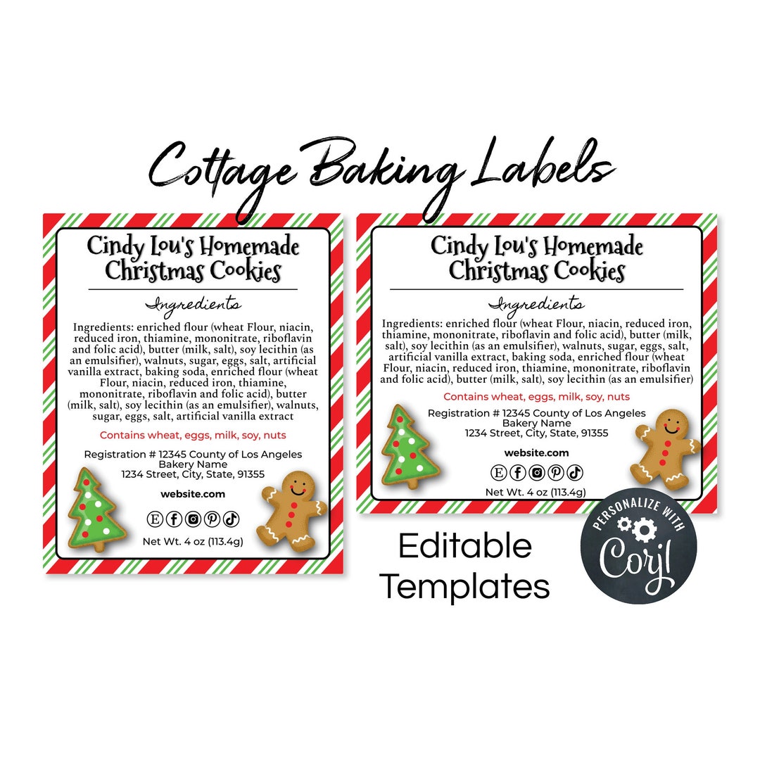 Christmas Cottage Law Bakery Food Label, Home Bakery Box Printable ...