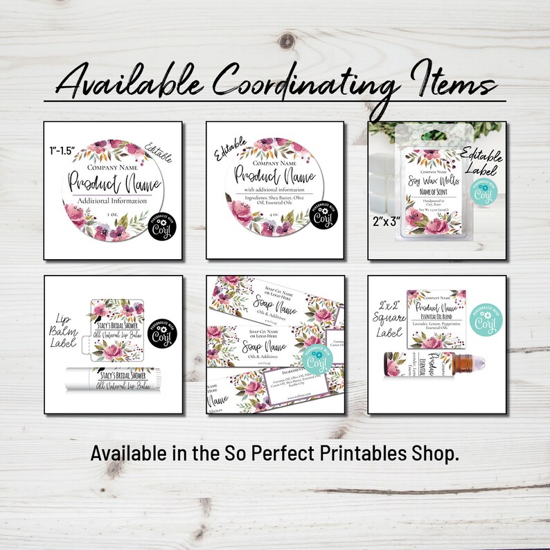 Floral Watercolor Wreath Round Label. Edit Customizable | Etsy