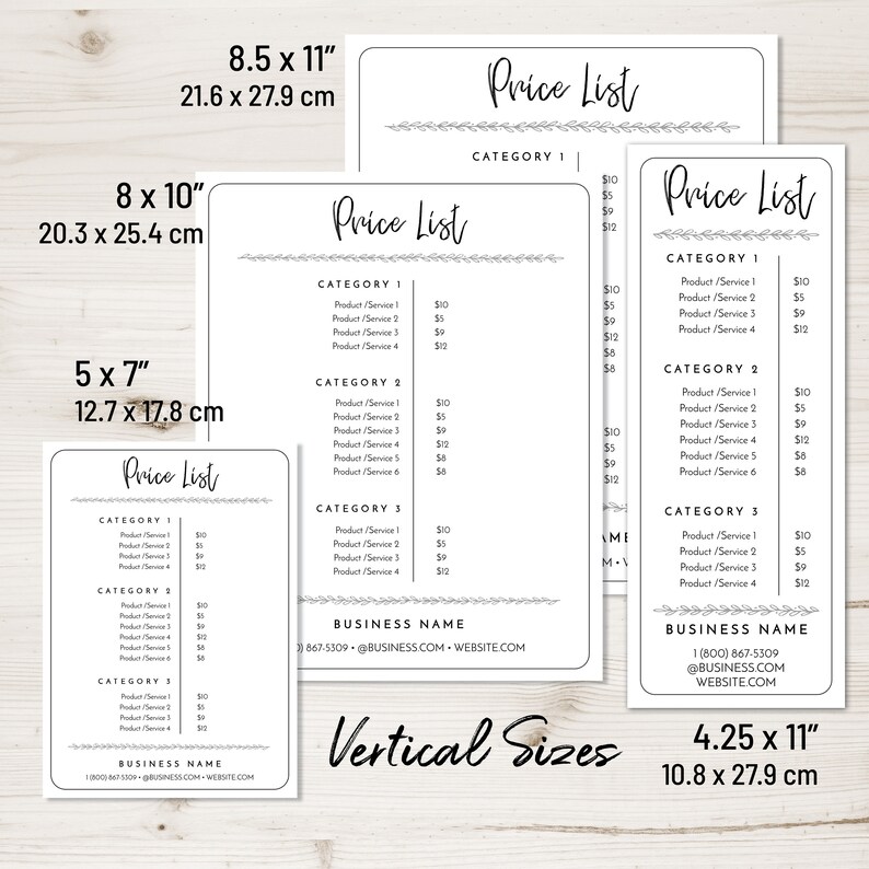 Editable Business Price List. Printable Store Price Sign for - Etsy