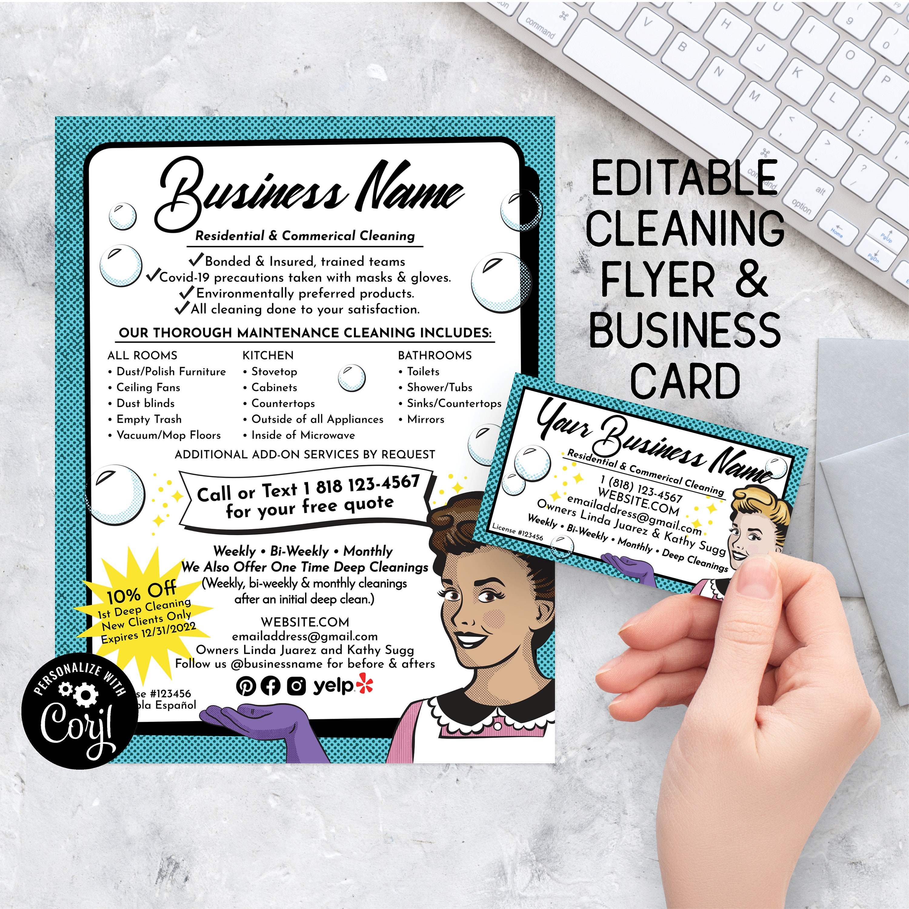 Cleaning Business Flyer Business Card Cleaning Service Etsy