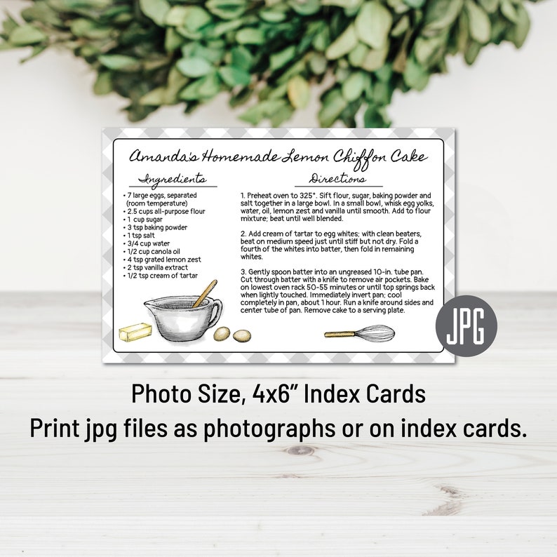 Recipe Card Template 4x6 Printable Recipe Cards for Baking - Etsy
