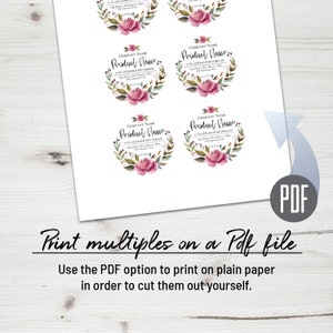 Floral Watercolor Wreath Round Label. Edit Product Label Template ...